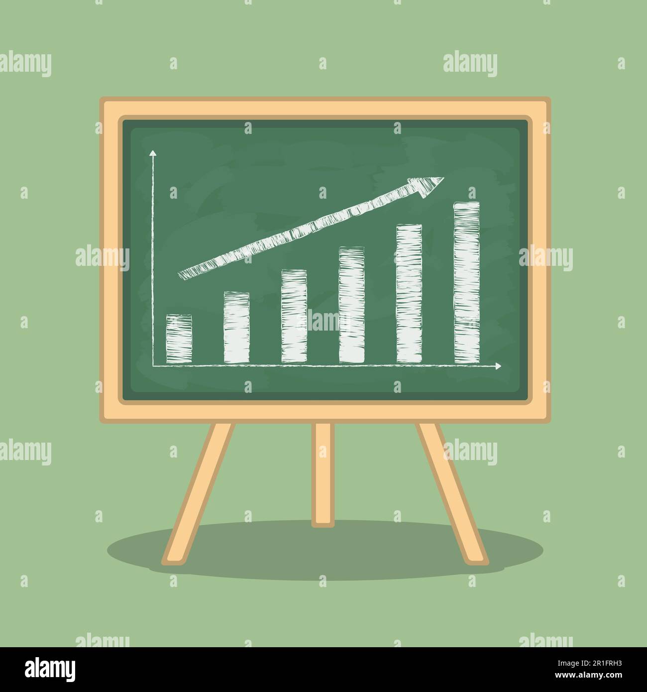 Hand drawn bar graph on blackboard, flat design, vector eps10 ...
