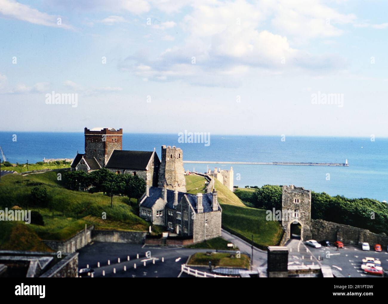 Ancient Saxon church and Roman lighthouse at Dover Castle in Kent, UK ...