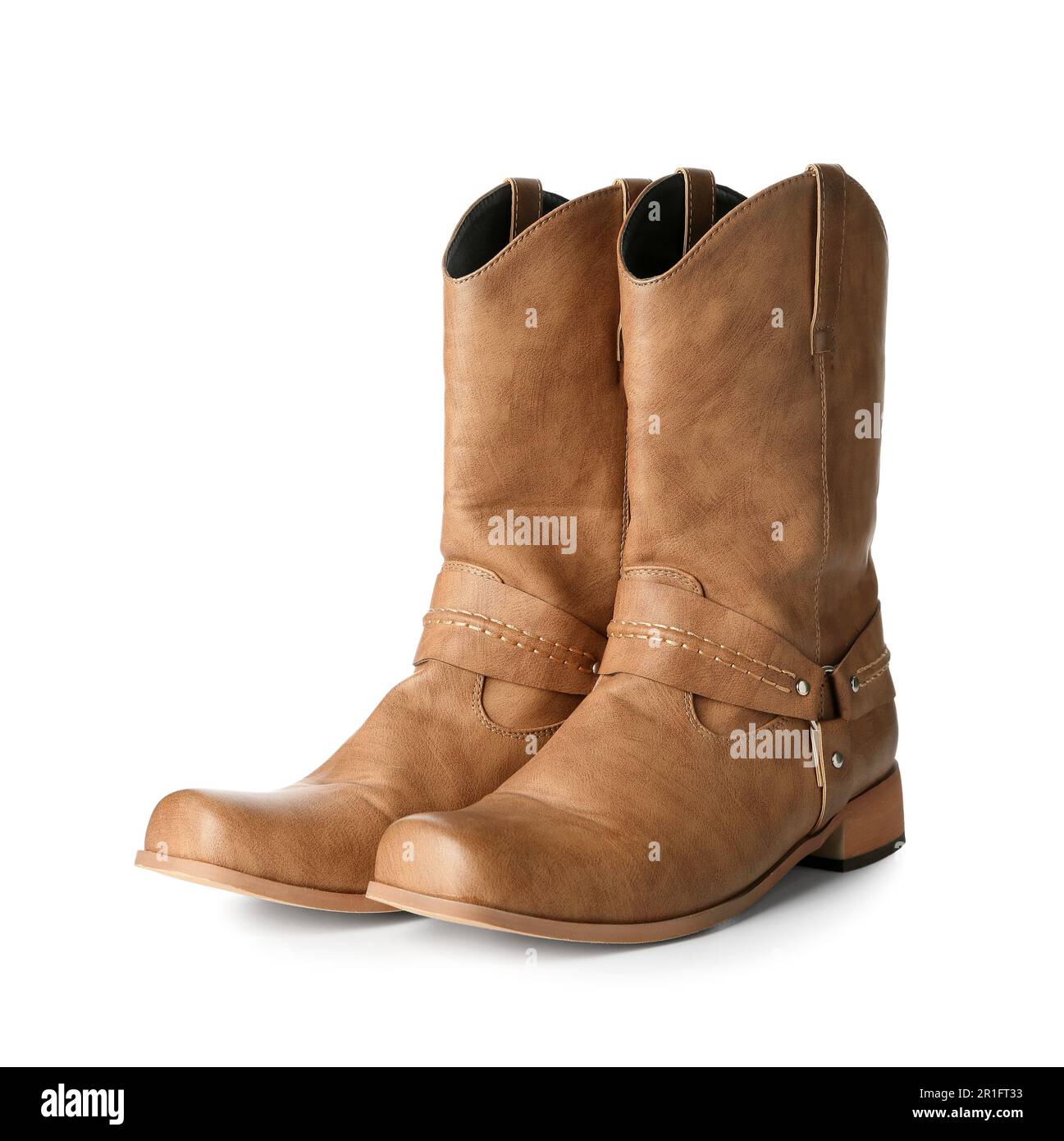 Leather cowboy boots isolated on white background Stock Photo - Alamy