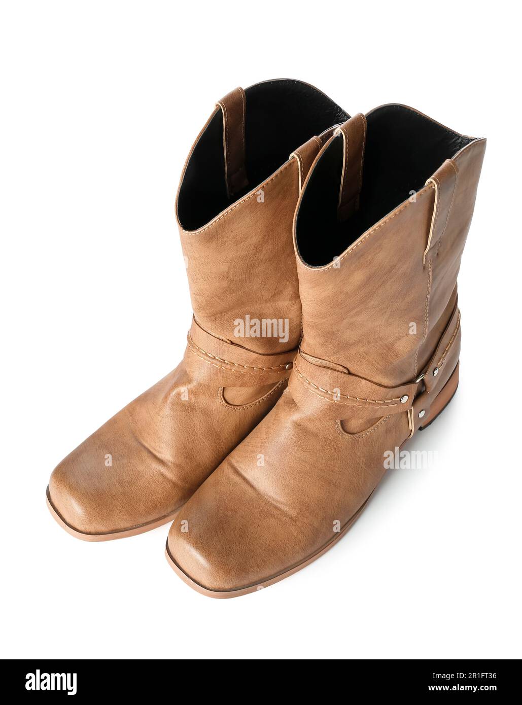 Leather cowboy boots isolated on white background Stock Photo - Alamy