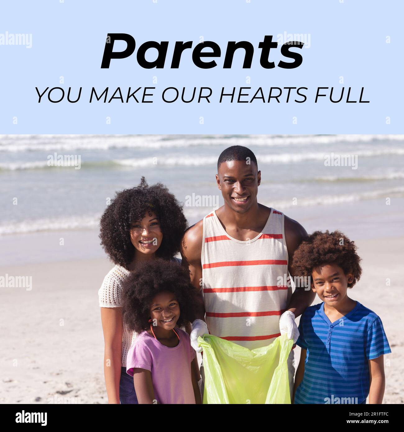 Composition of happy parents day text over happy african american ...