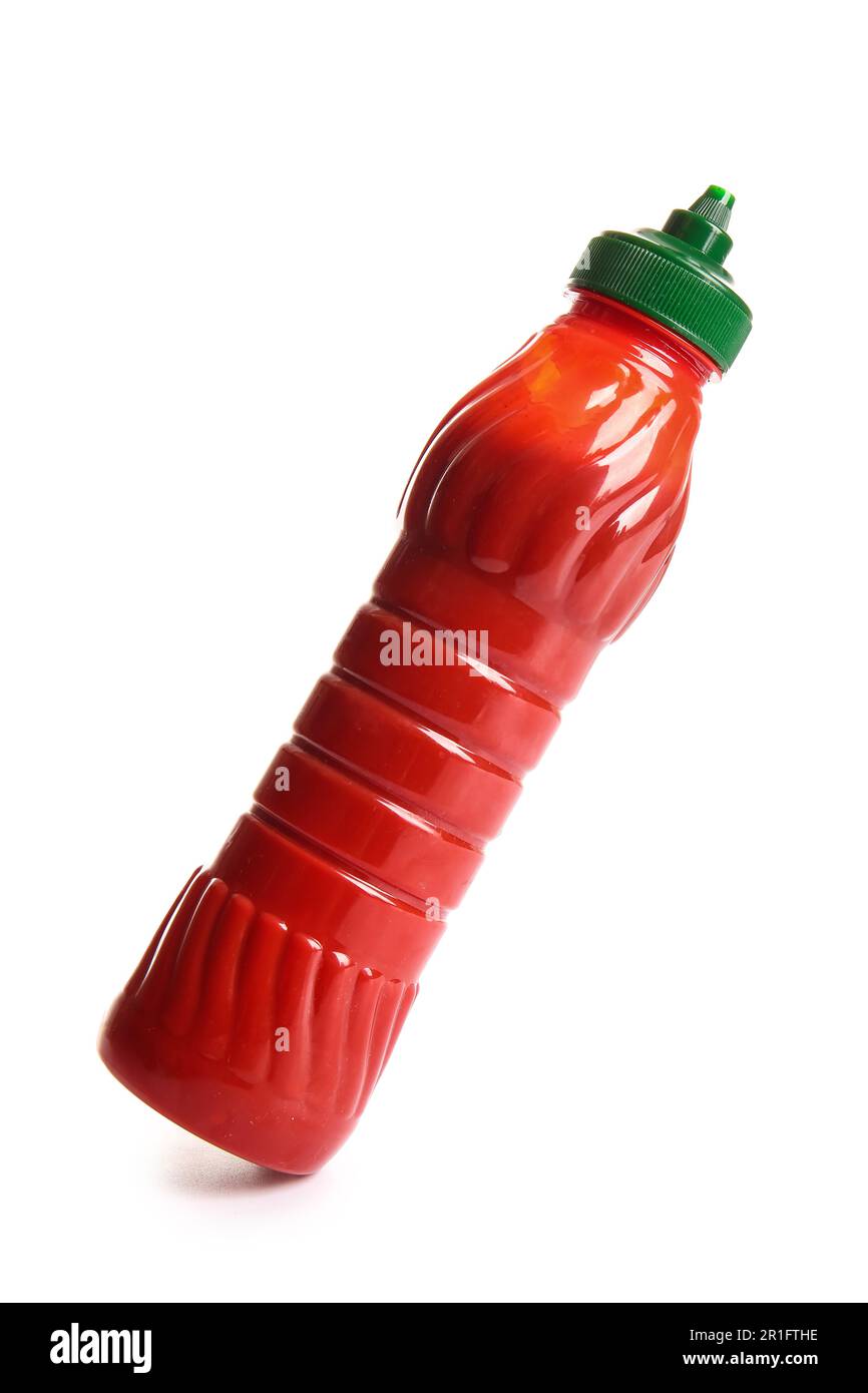 Plastic bottle of ketchup on white background Stock Photo - Alamy