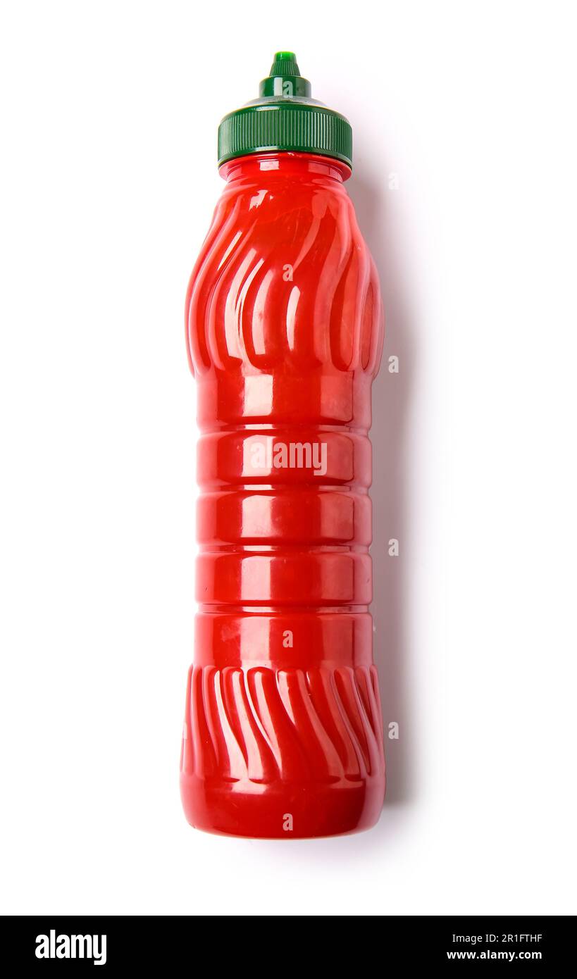 Plastic bottle of ketchup on white background Stock Photo - Alamy