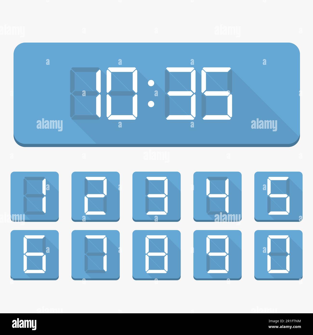 Clock and set of digital numbers, flat design, vector eps10 ...