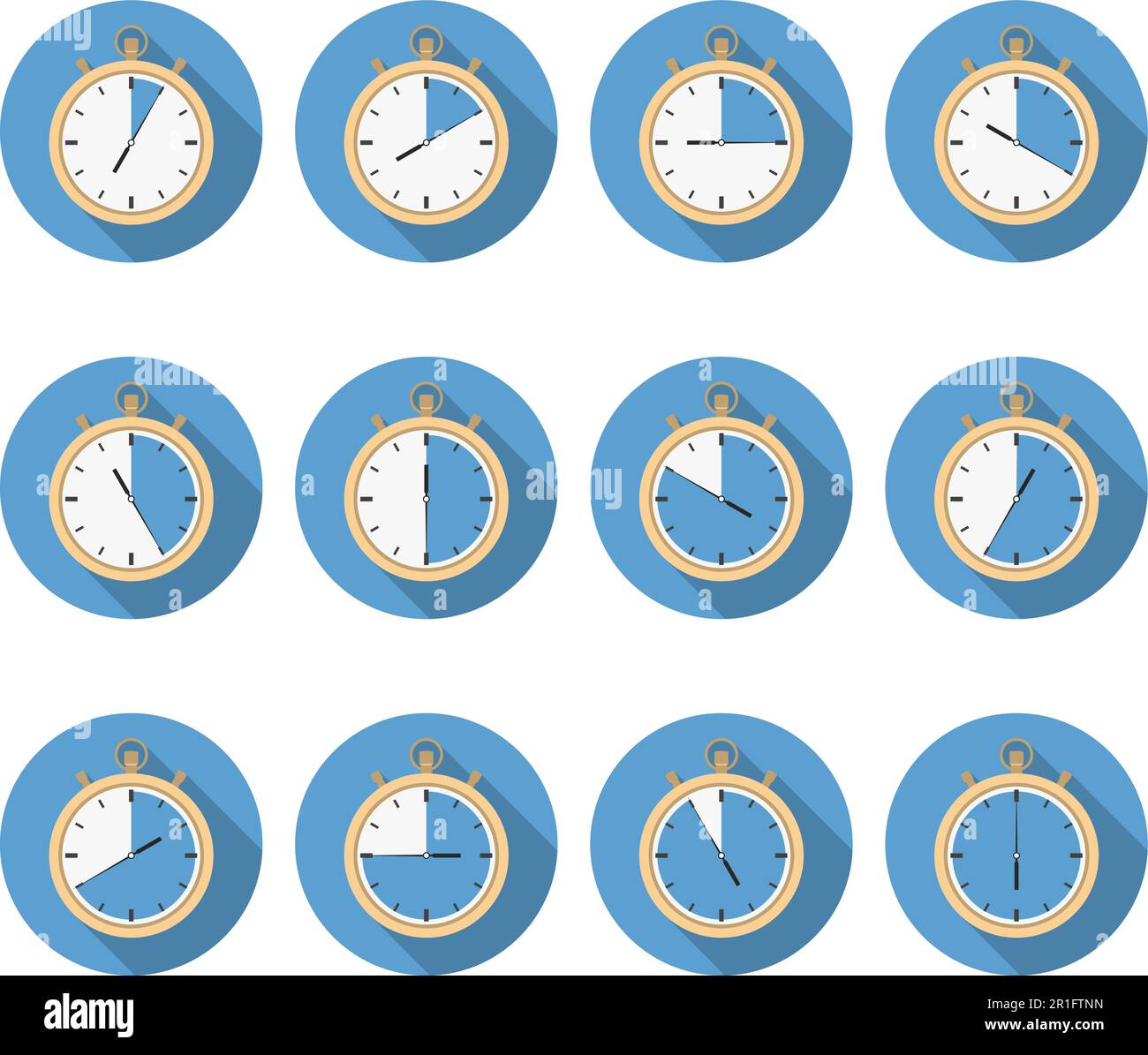 Stopwatch with different time, flat design icons, vector eps10 ...