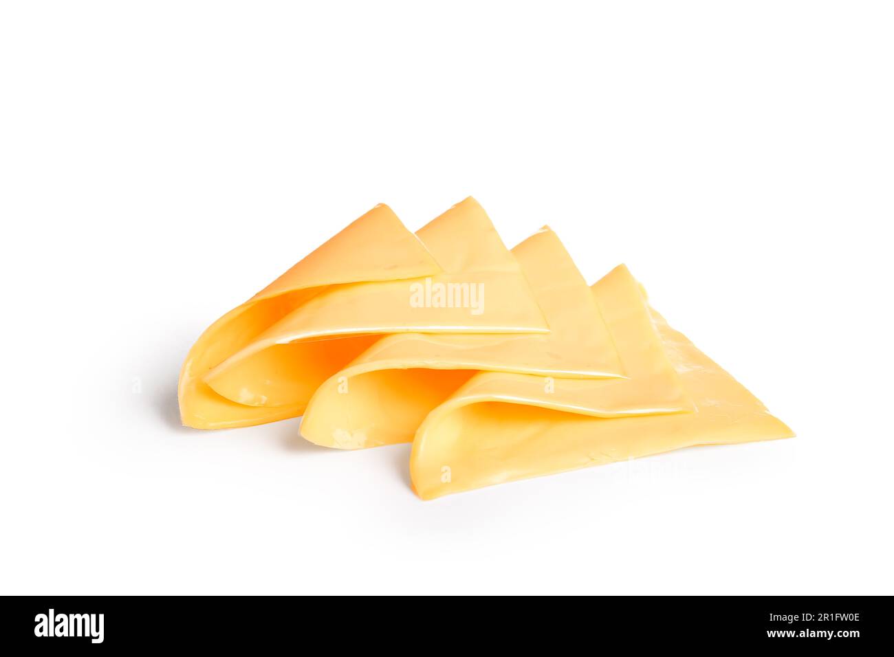 Slices of tasty processed cheese on white background Stock Photo - Alamy