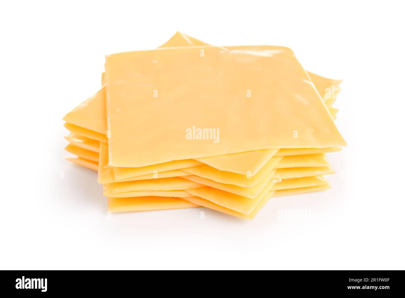 Slices of tasty processed cheese on white background Stock Photo - Alamy