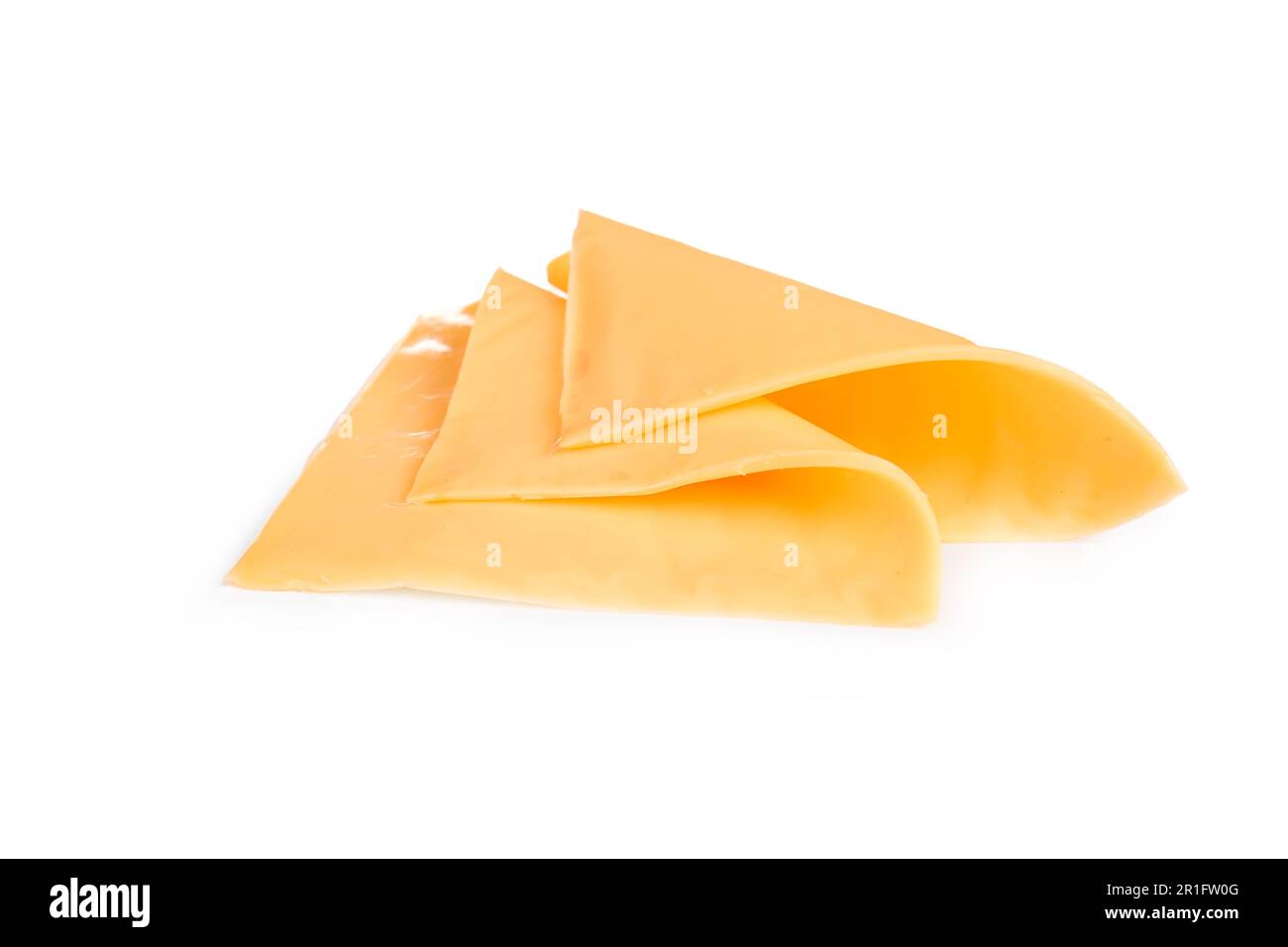 Slices of tasty processed cheese on white background Stock Photo - Alamy