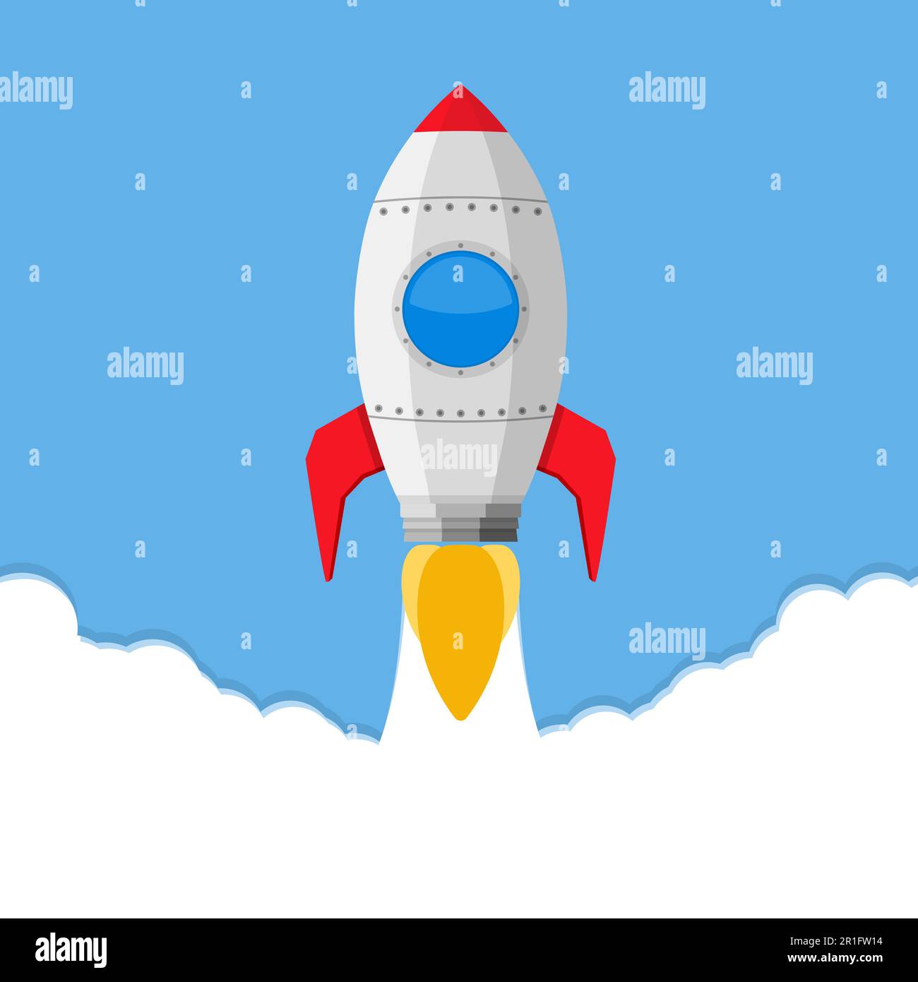 Flying rocket, flat design, vector eps10 illustration Stock Vector ...