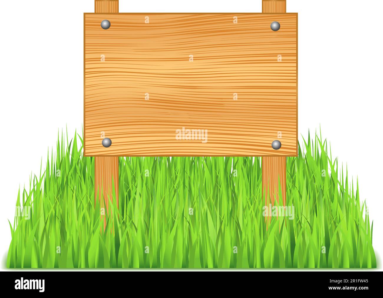 Wooden board in grass, vector eps10 illustration Stock Vector Image ...