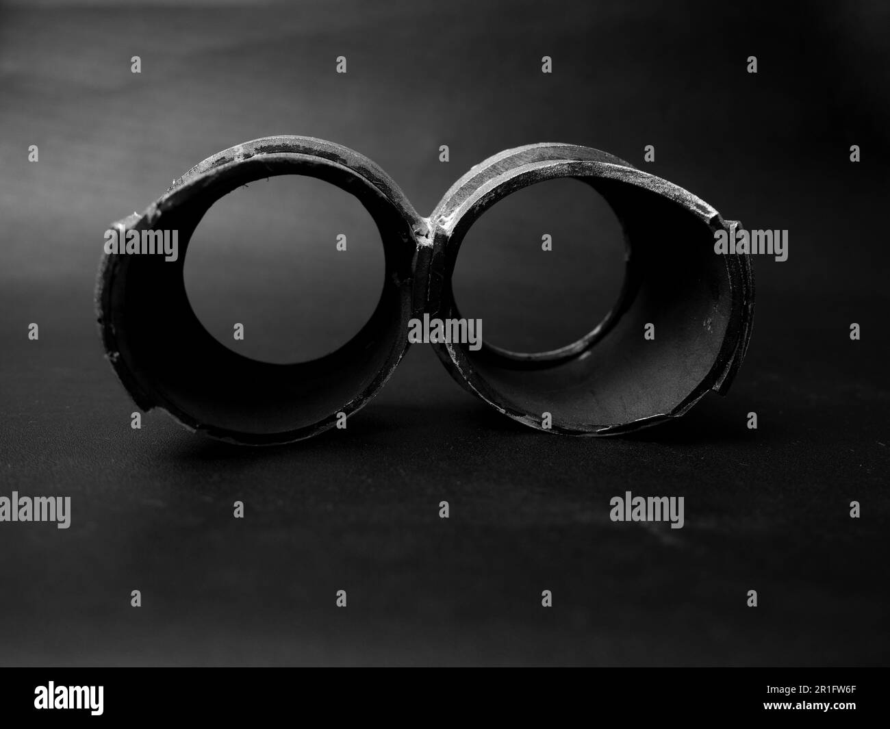 A DIY silver colored pilot style goggles for costume accecories on a ...