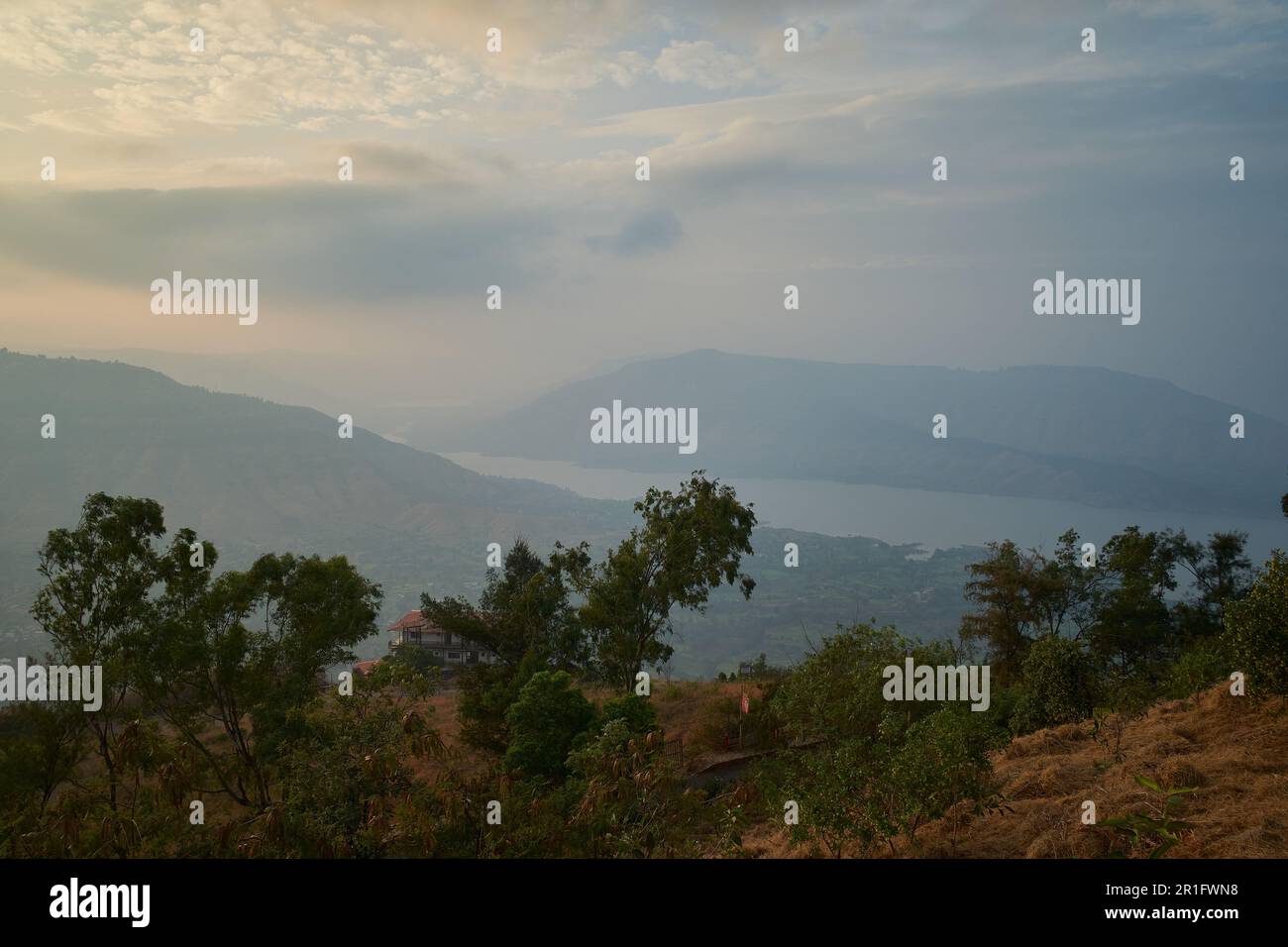 A monsoon evening in a typical view point in Mahabaleshwar, Maharashtra ...