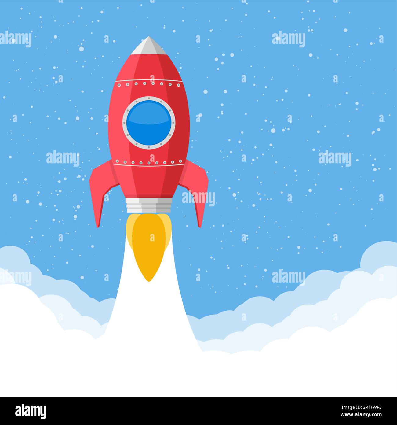 Flying rocket, flat design, vector eps10 illustration Stock Vector ...
