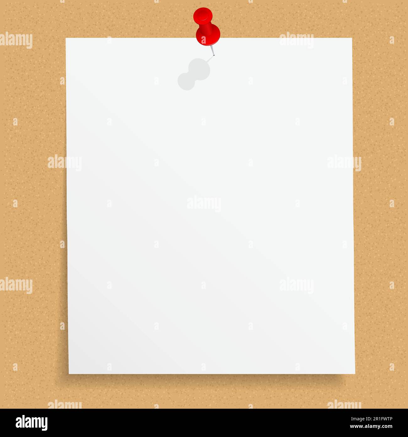 Blank paper note with push pin on bulletin board, vector eps10 ...
