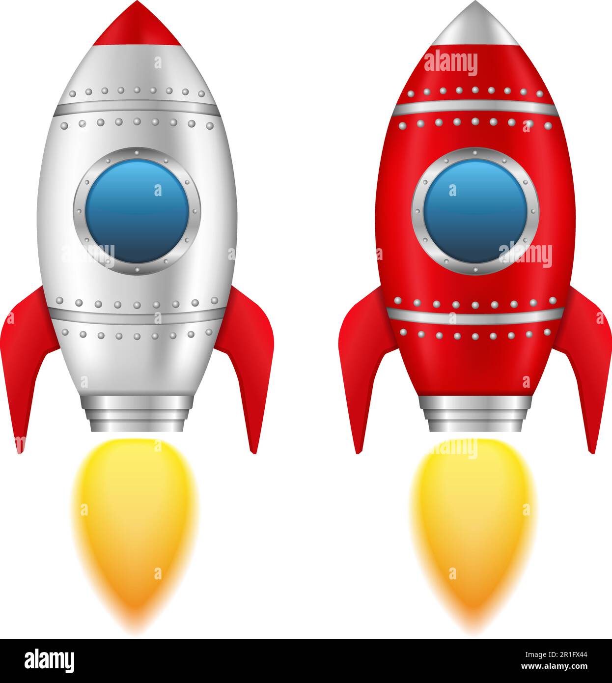 Two rockets with flame, vector eps10 illustration Stock Vector Image ...