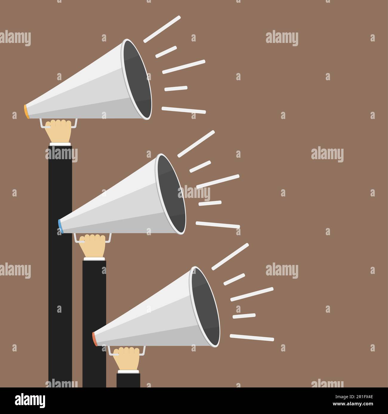 Hands with megaphones Stock Vector Images - Alamy
