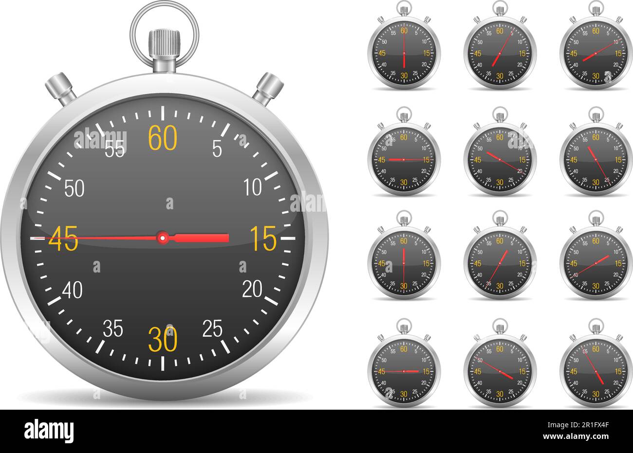 Stopwatch with different time, vector eps10 illustration Stock Vector ...