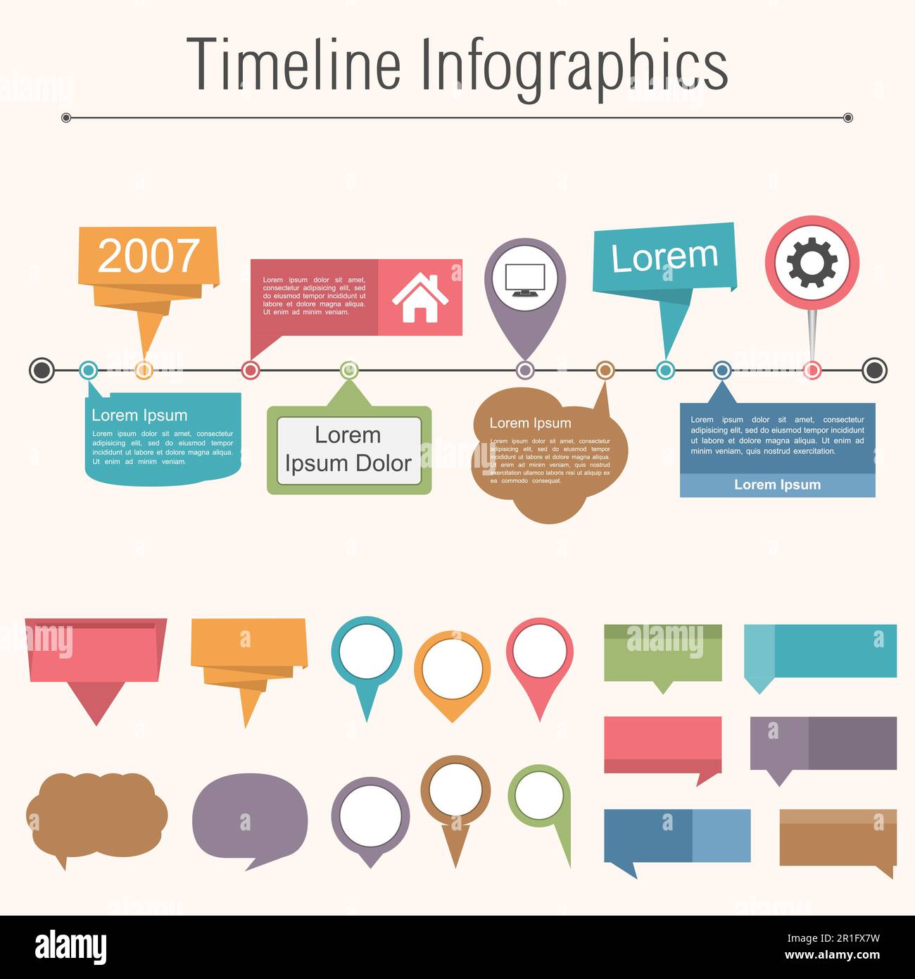 Timeline infographics design template with different elemnts for your ...