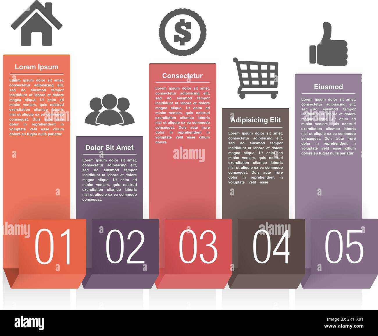 Chart template with numbers, icons and text, vector eps10 illustration ...