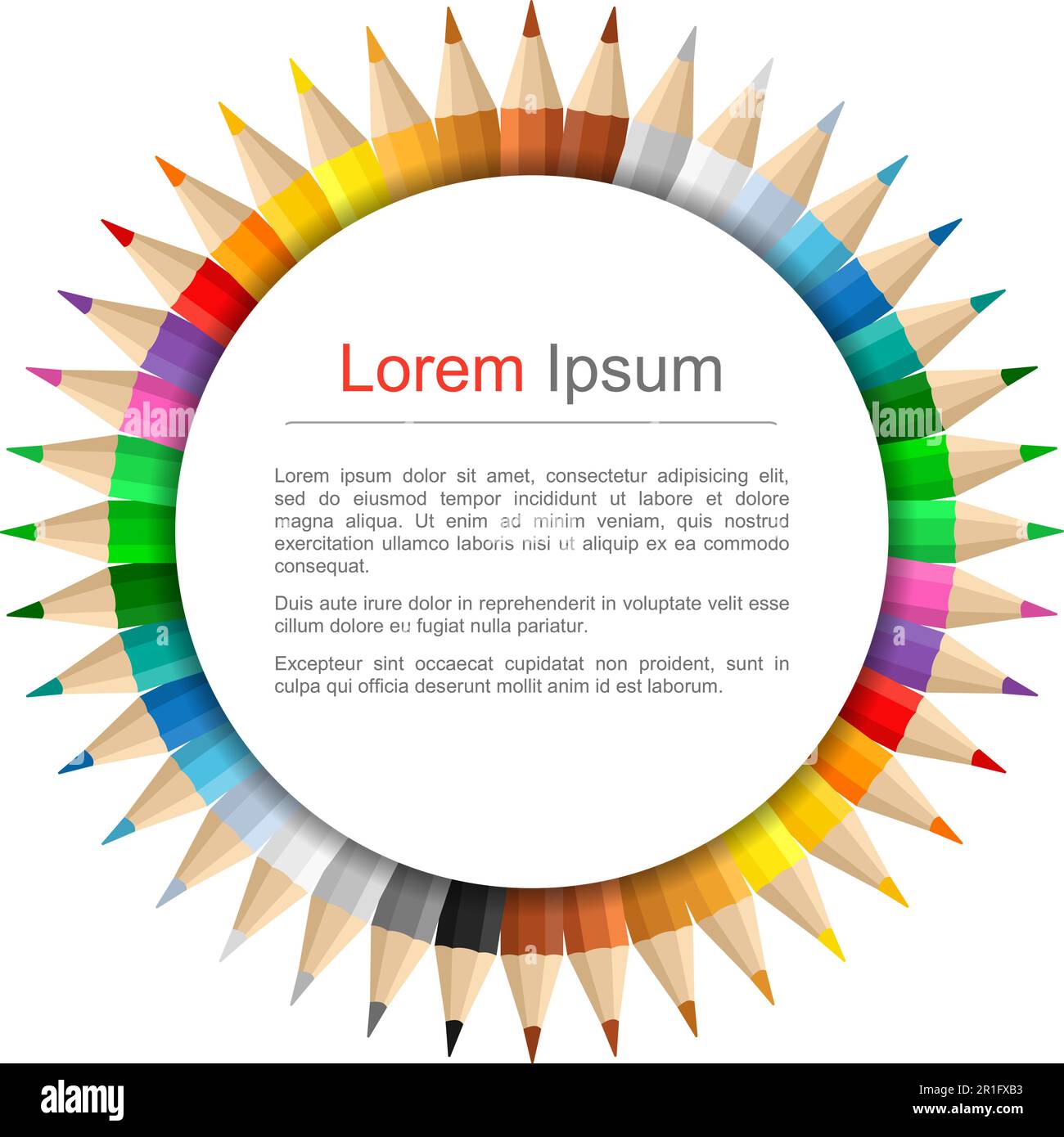Circle with colored pencils, education banner, vector eps10 ...