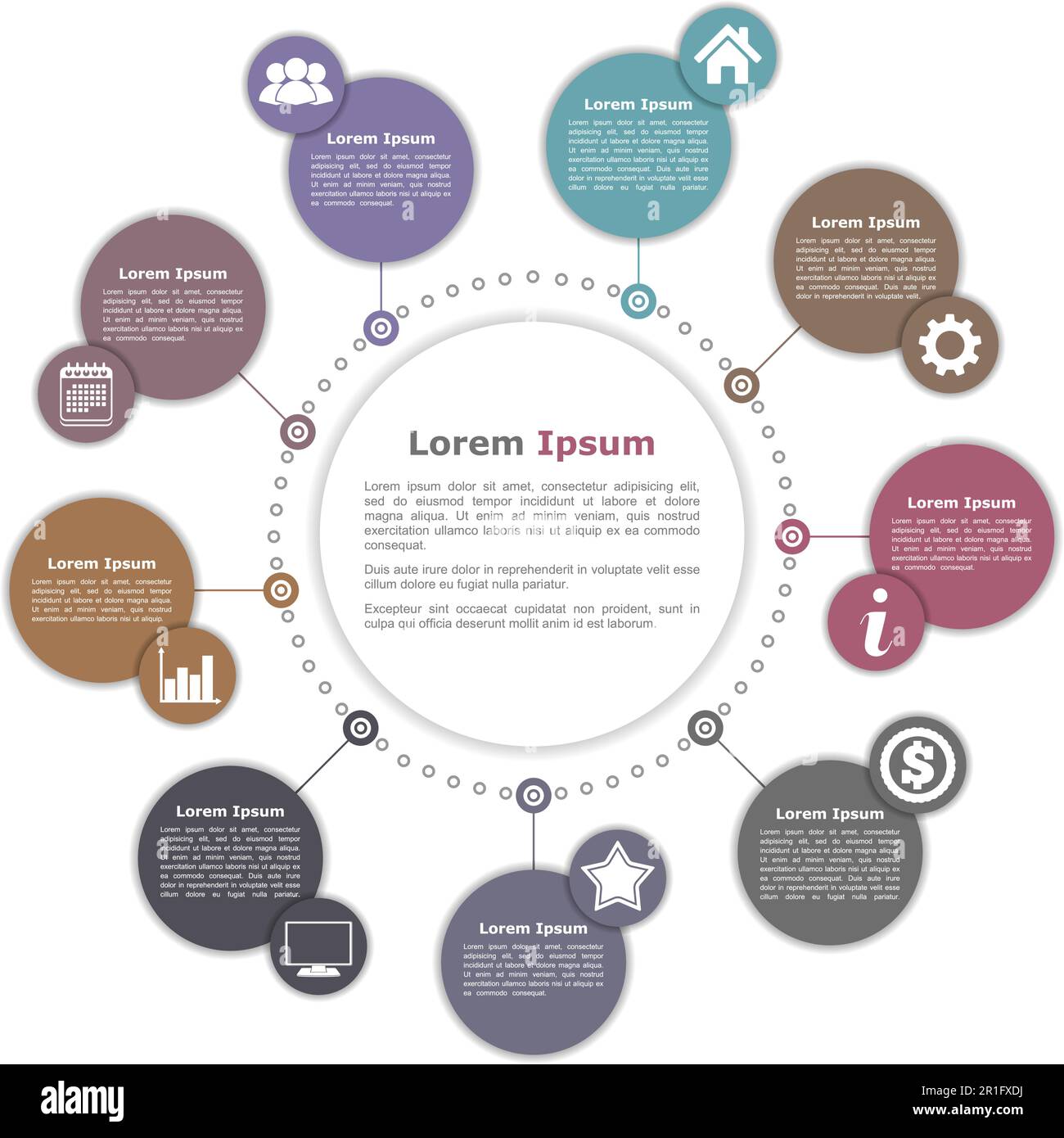 Circle diagram template with place for your text and icons, vector ...