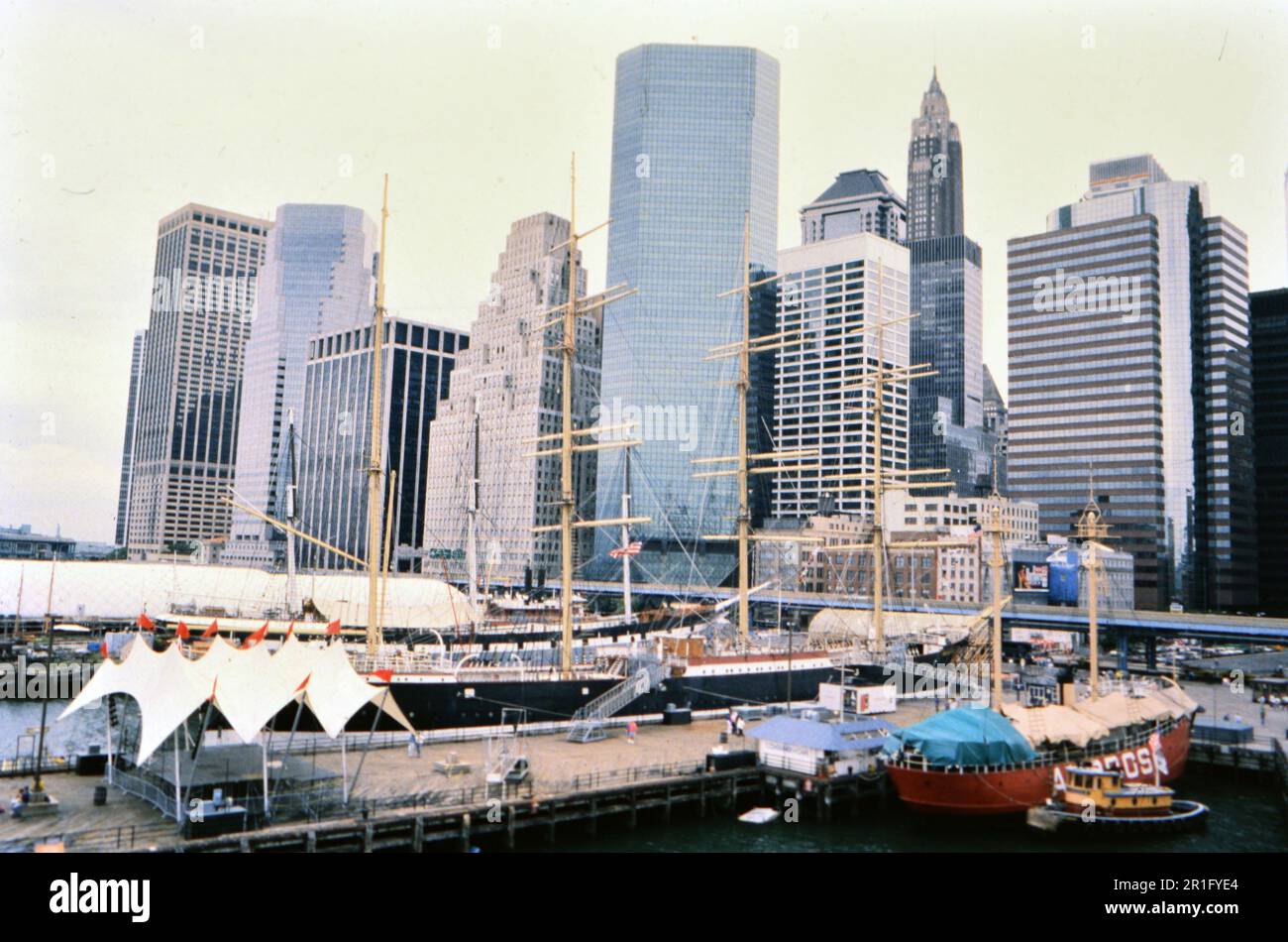 Lower Manhattan Seaport and Financial District in New York City ca ...