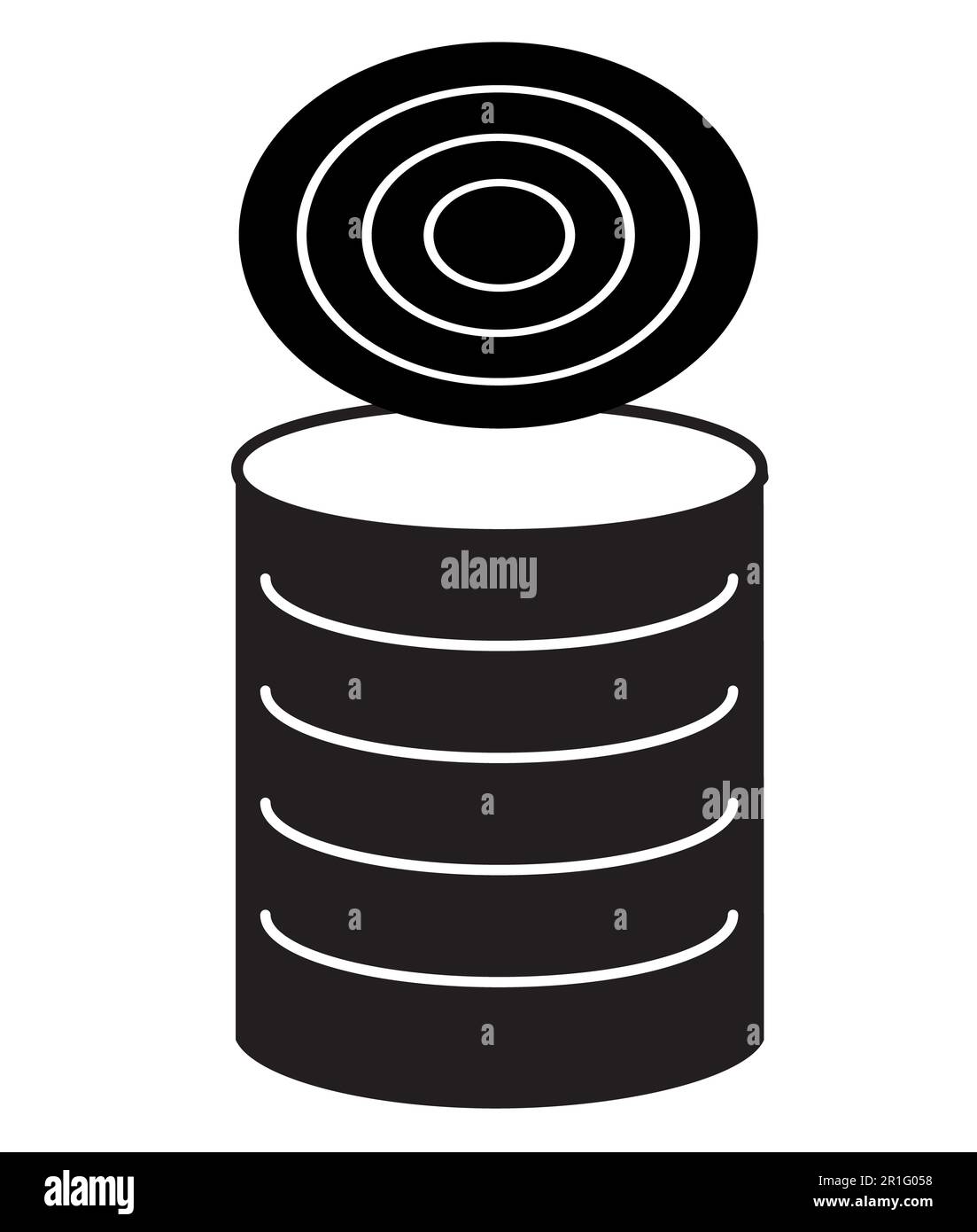 open tin can with lid icon on white background. Tin can sign. open can ...