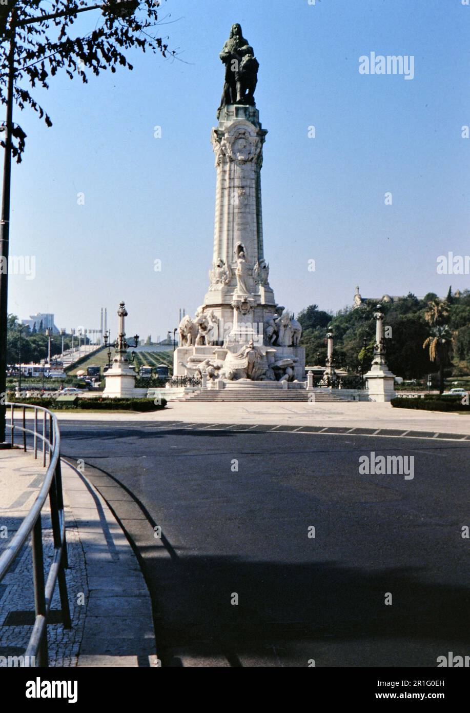 Photograph of Marquis of Pombal Square in Lisbon Portugal. Monument to ...