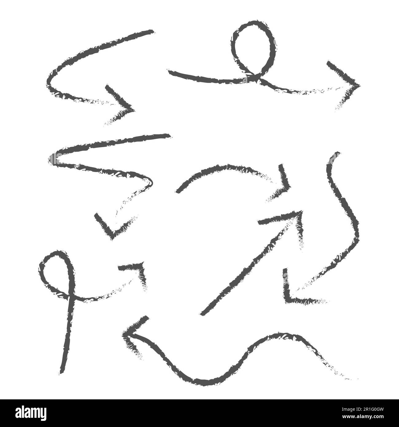 Drawing, sketch and abstract arrows for art, design or icon for ...
