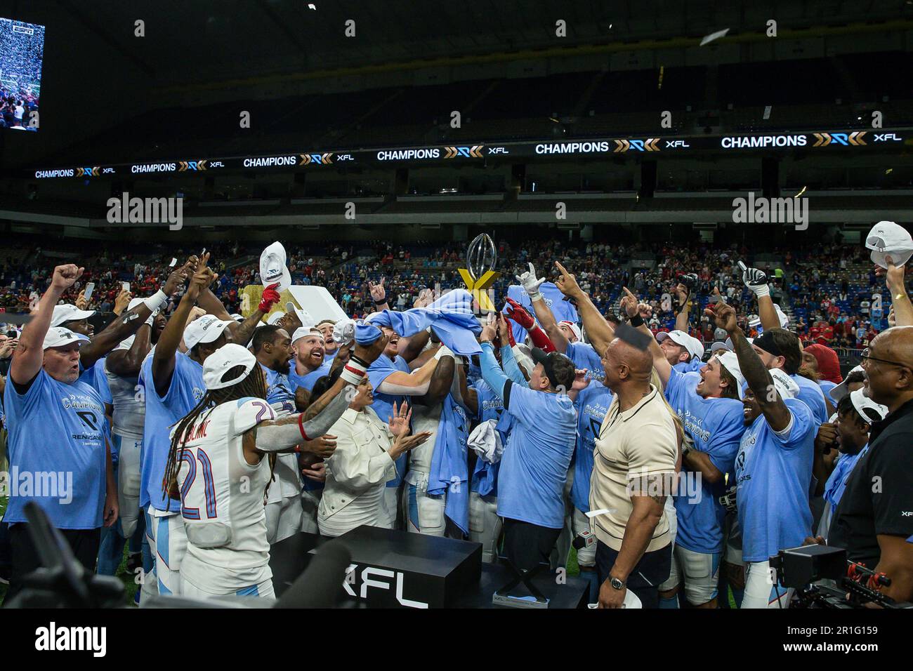 SAN ANTONIO, TX - MAY 13: XFL owners Dany Garcia and Dwayne "The Rock ...