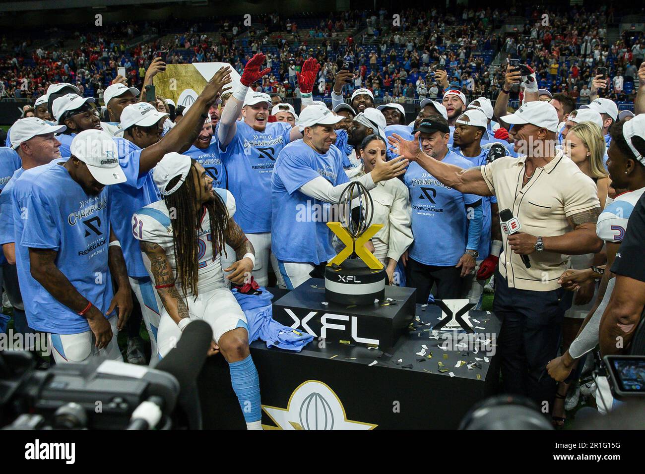 SAN ANTONIO, TX - MAY 13: XFL owner Dwayne "The Rock" Johnson ...