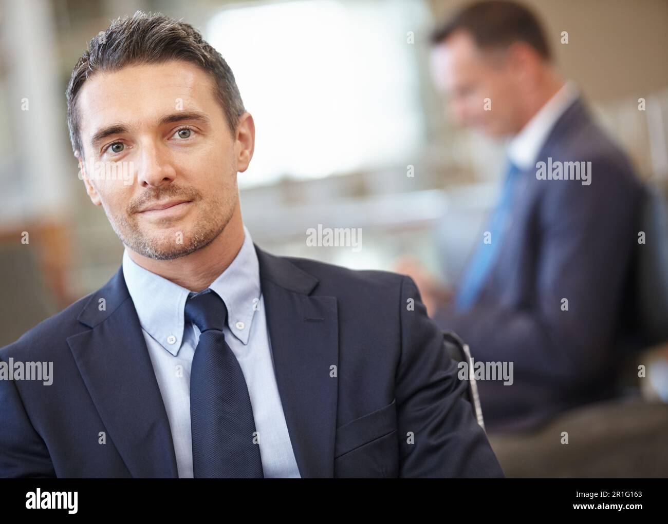 Portrait, face or business man in airport lobby, lounge or office ...