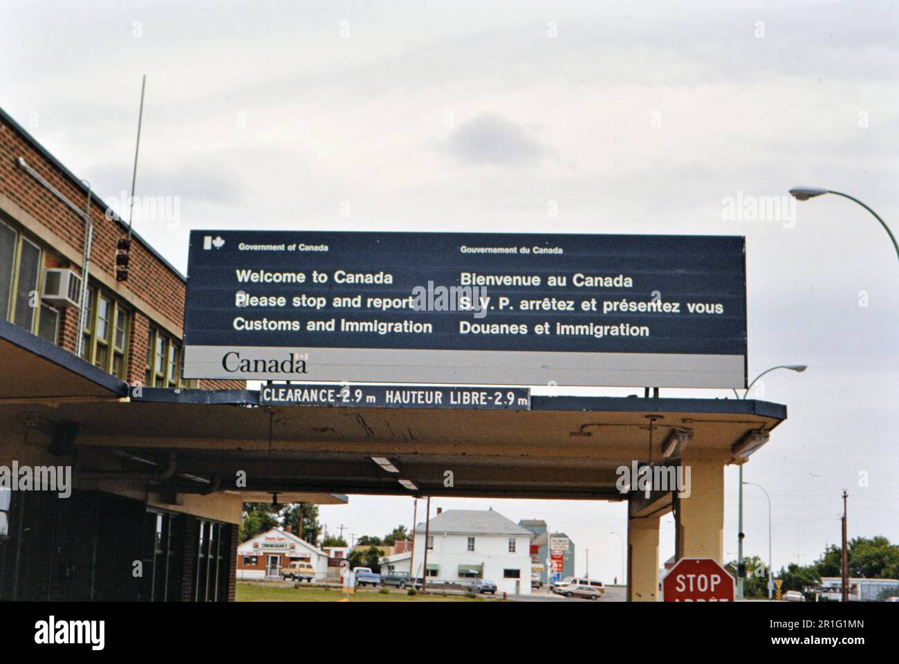 Customs and immigration checkpoint at the Canadian border ca. 1987 ...