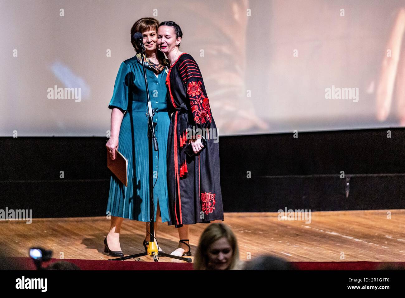 Kyiv, Ukraine. 13th May, 2023. Valeriia Subotina (R), ex-spokeswoman of ...