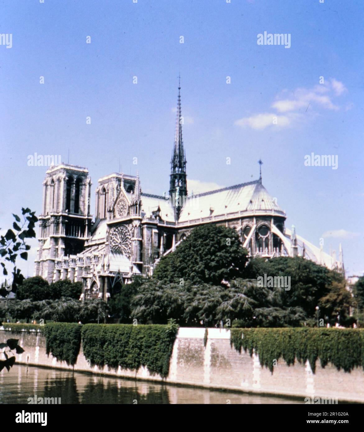 Notre Dame Cathedral in Paris France ca. likely 1960s Stock Photo - Alamy