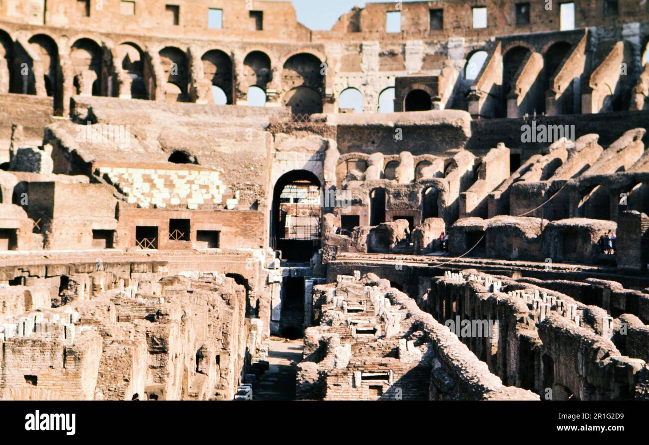 Roman Colosseum (Flavian Amphitheater) interior view of arena showing ...
