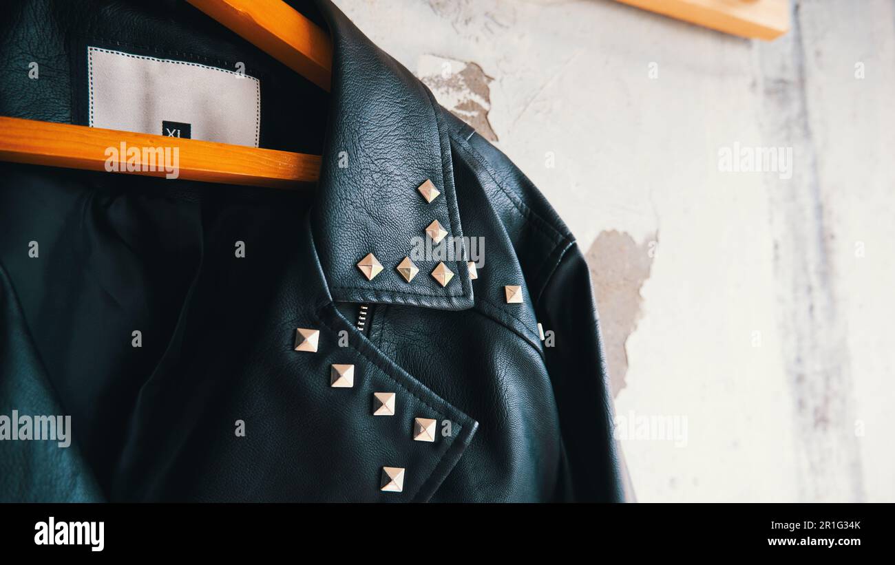 Hanging leather jacket hi-res stock photography and images - Alamy