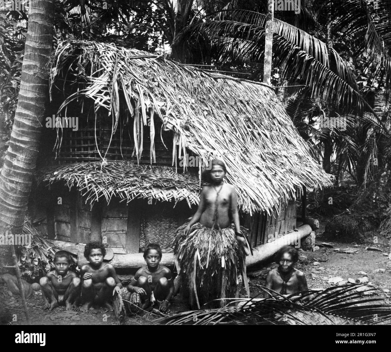 Archival Photo: South Sea Islands, native family & house ca. 1918-1920 ...