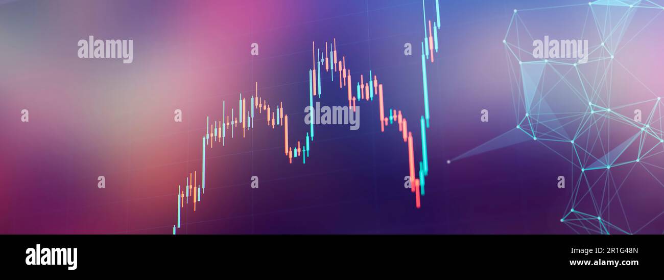 stock market investment trading. Financial chart with up trend line ...