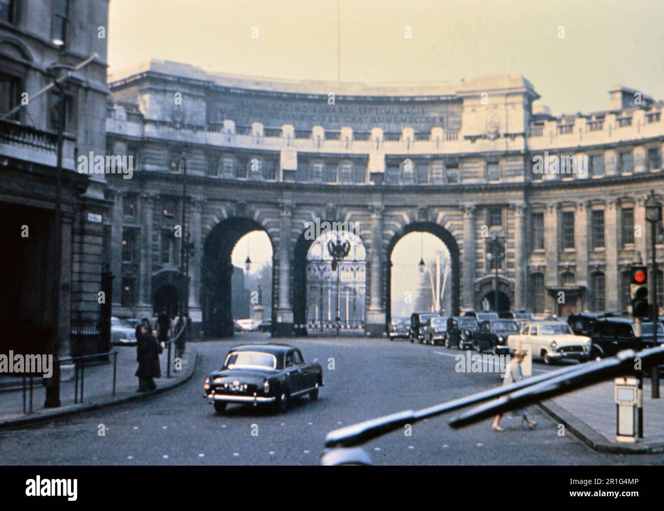 View from the front of a bus as it approaches Admiralty Arch - St James ...