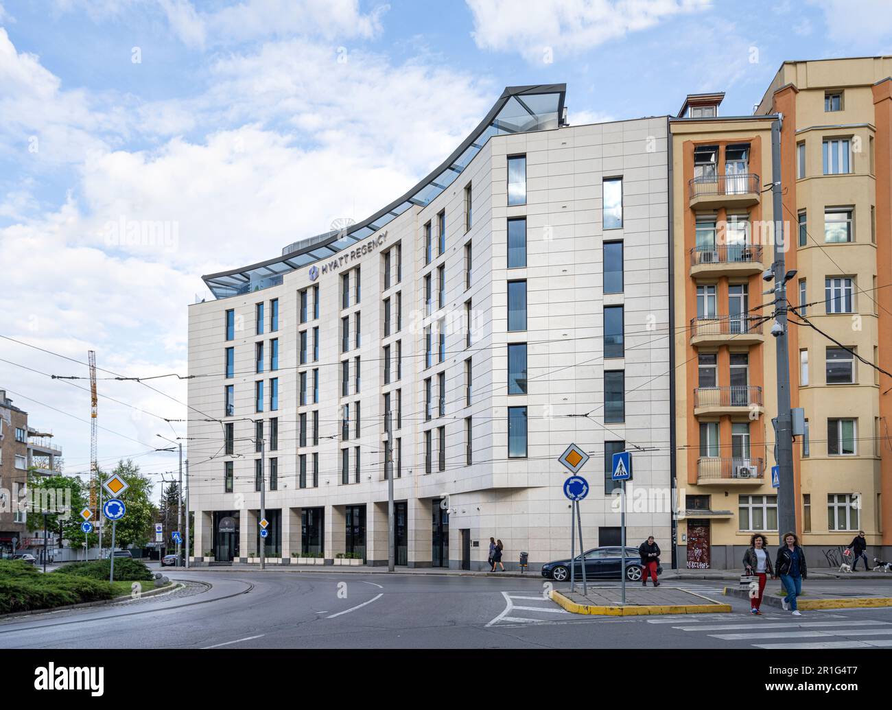 Sofia, Bulgaria. May 2023. Exterior view of the Hyatt Regency hotel ...