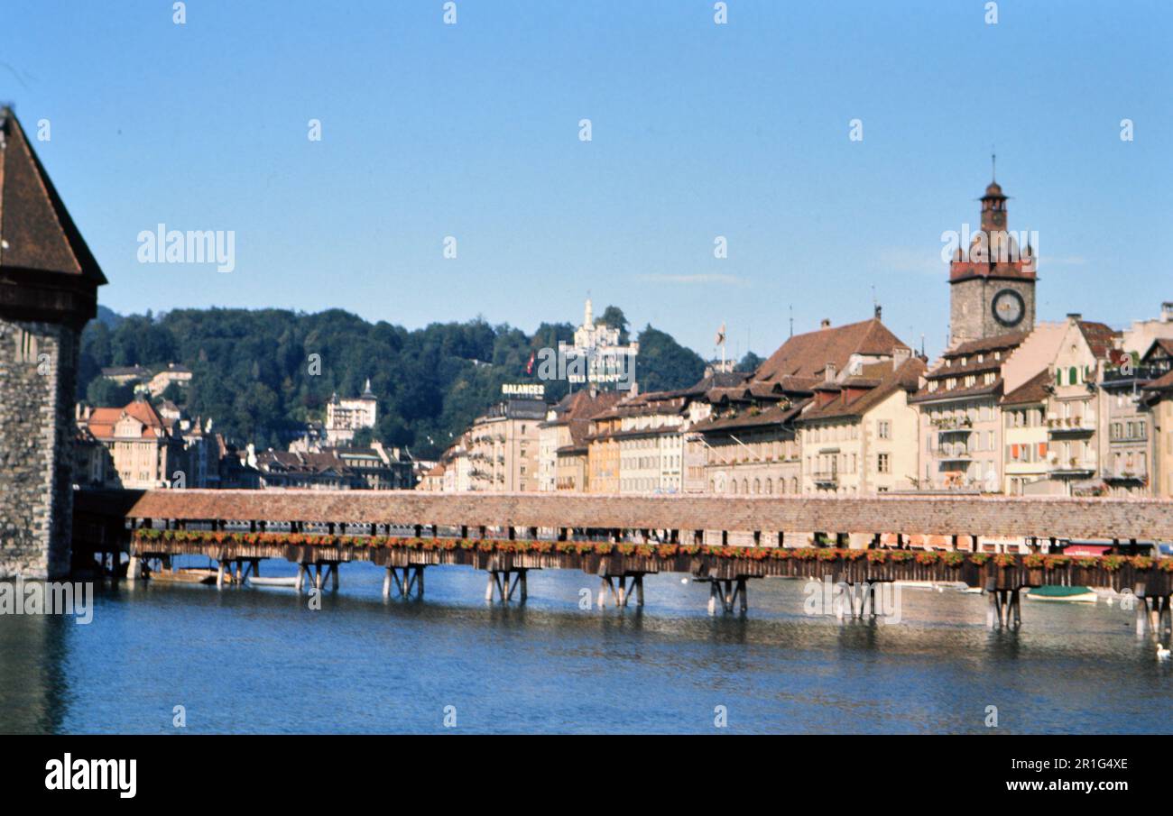 Chapel Bridge in Lucerne Switzerland ca. 1976 Stock Photo - Alamy