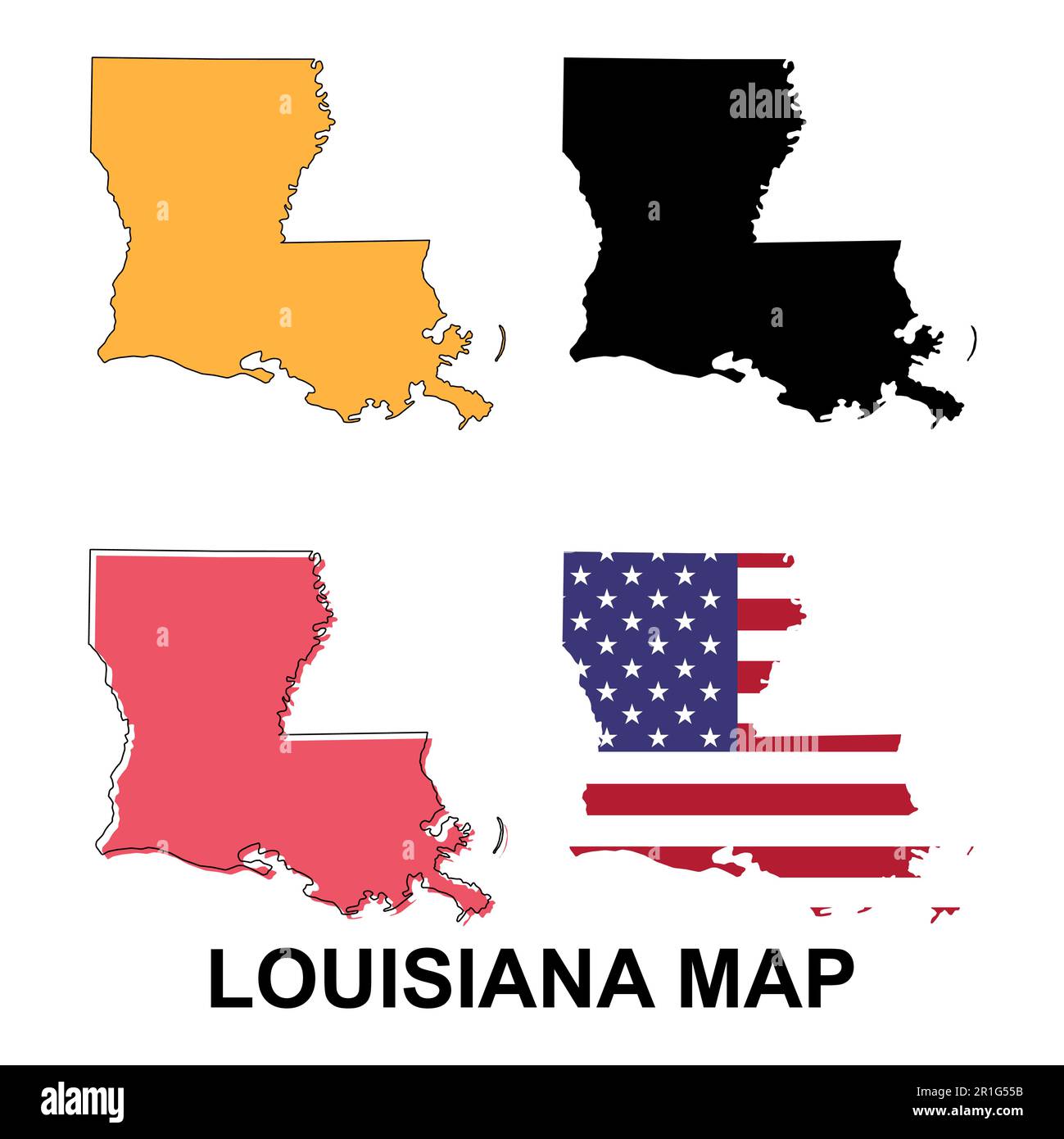 Set of Louisiana map, united states of america. Flat concept icon ...