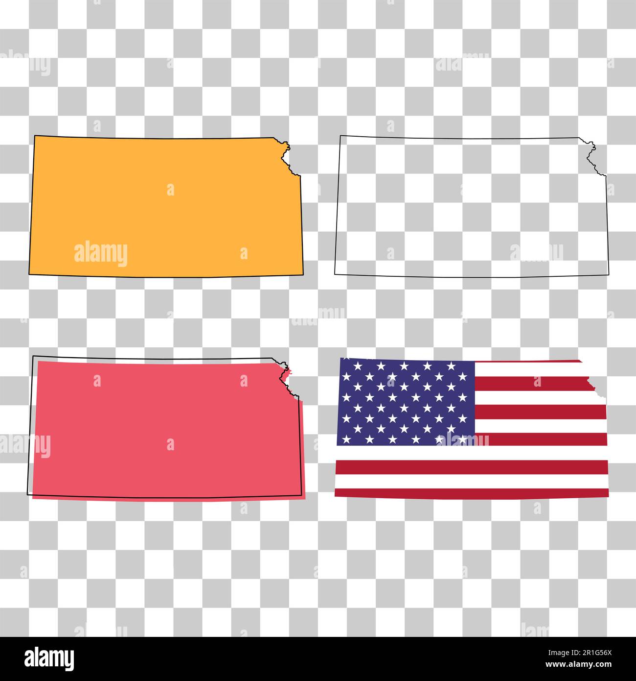 Set of Kansas map, united states of america. Flat concept icon vector ...