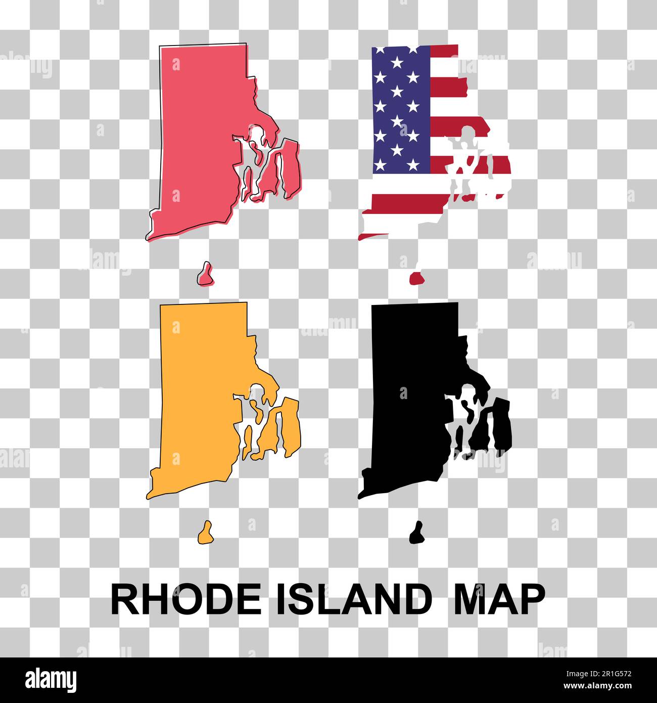 Set of Rhode island map, united states of america. Flat concept symbol ...