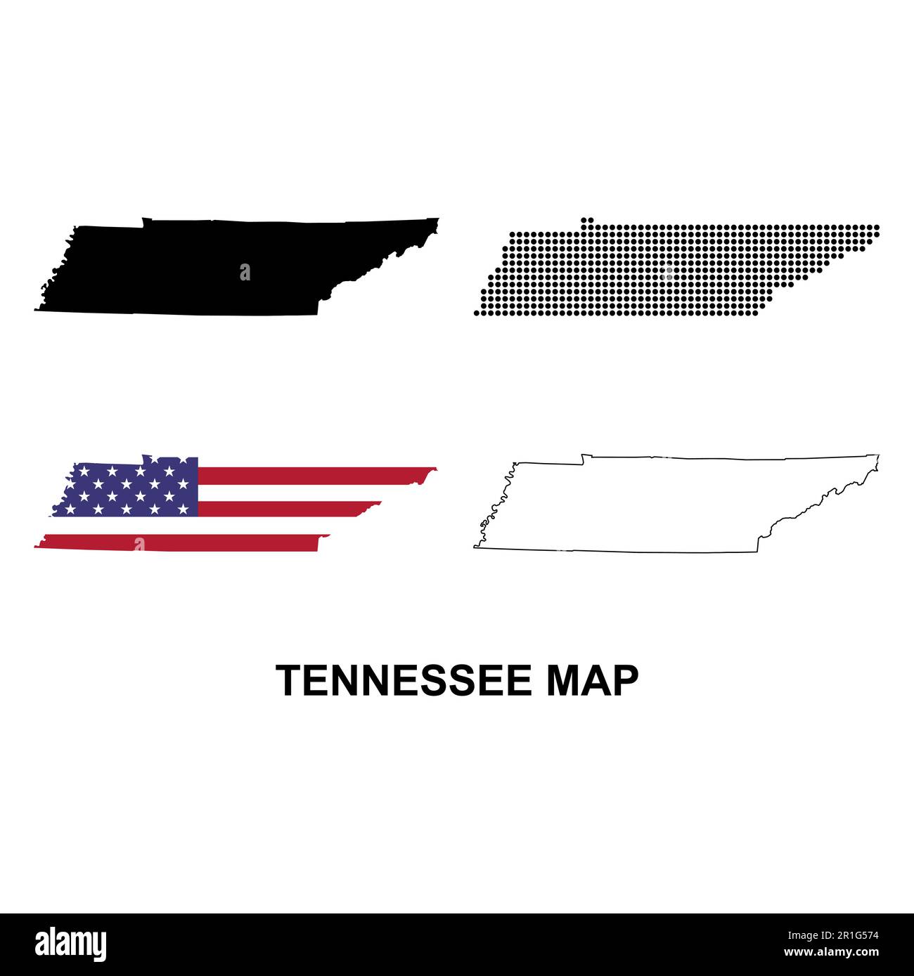 Set of Tennessee map shape, united states of america. Flat concept ...