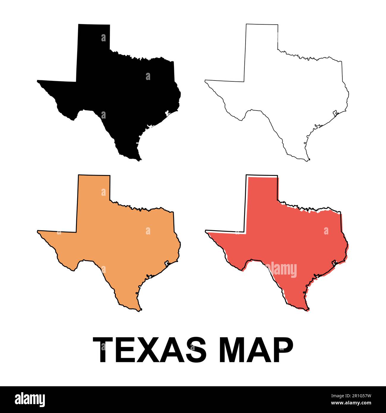 Set of Texas map shape, united states of america. Flat concept vector ...