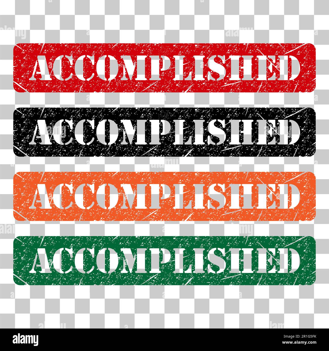 Set of Accomplished stamp symbol, label sticker sign button, text ...