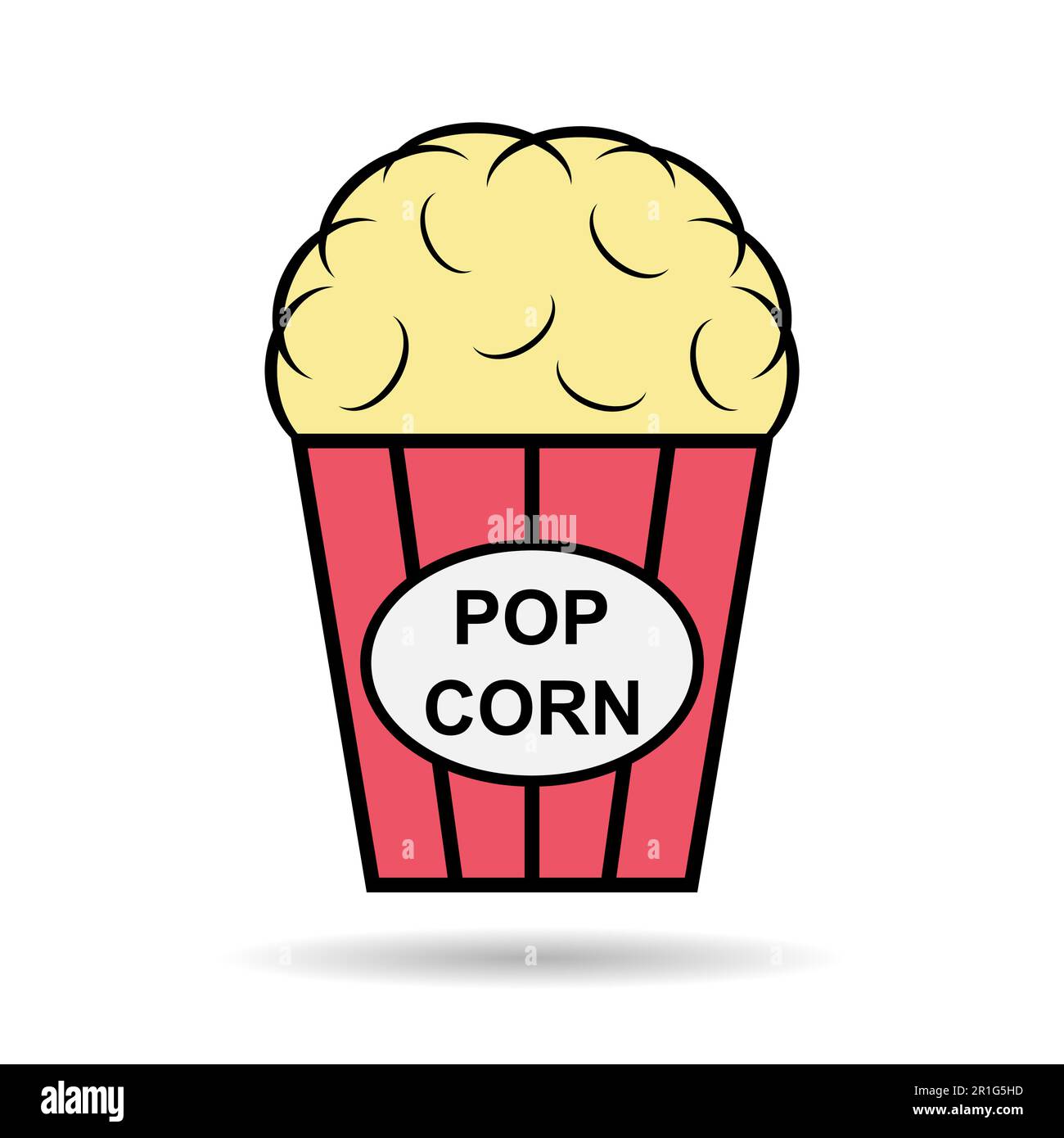 Popcorn food design shadow icon, web corn box snack flat vector ...