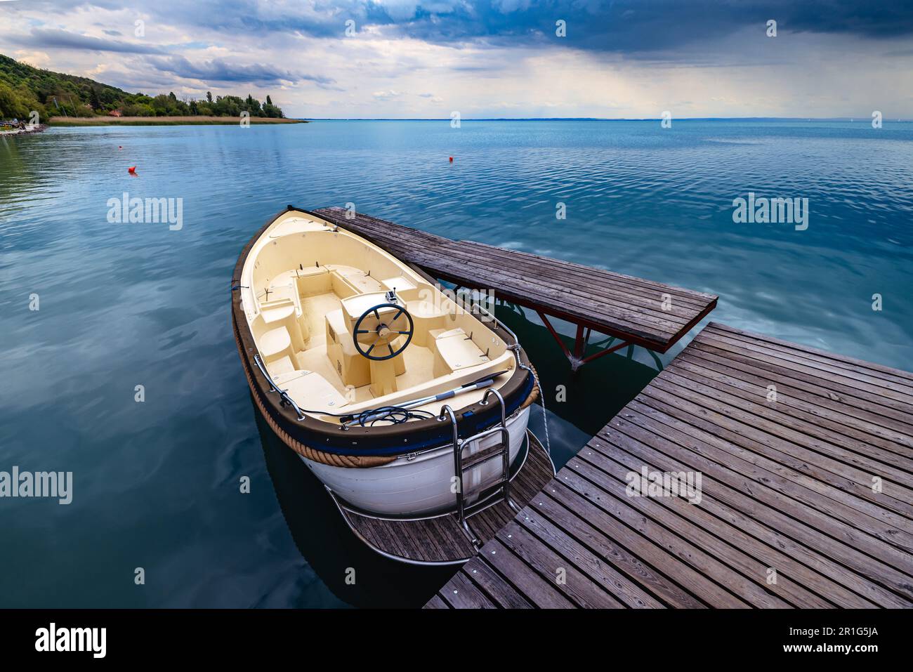 Stunning blue water with boats. Balatonfuzfo, Hungary. Lake Balaton ...